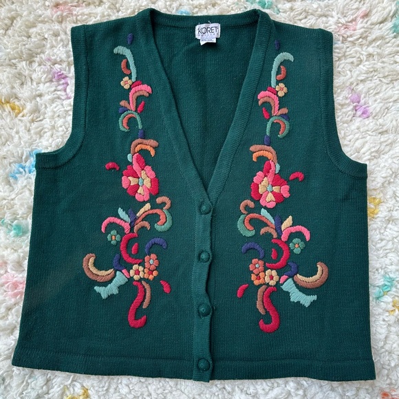 Vintage | Sweaters | Vintage Embroidered Sweater Vest | Poshmark